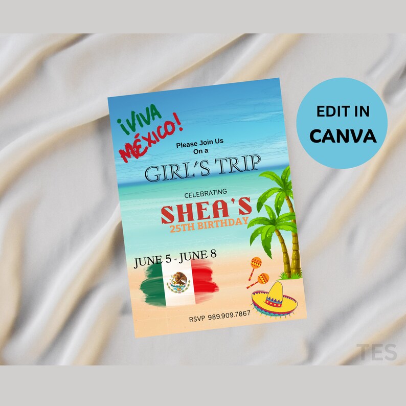 Destination Birthday Invitation, Cancun Birthday Party, Mexico Birthday ...