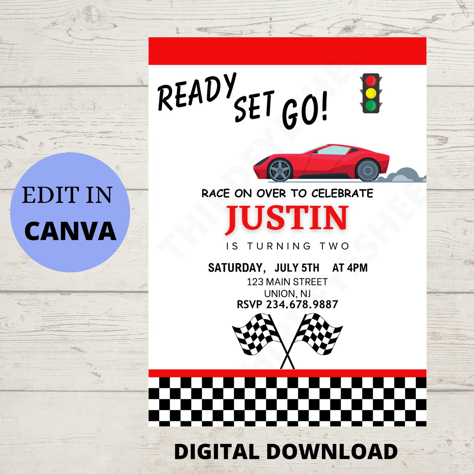 Race Car Invitation, Race Car Birthday, Kid Speed Racing, Race Car ...