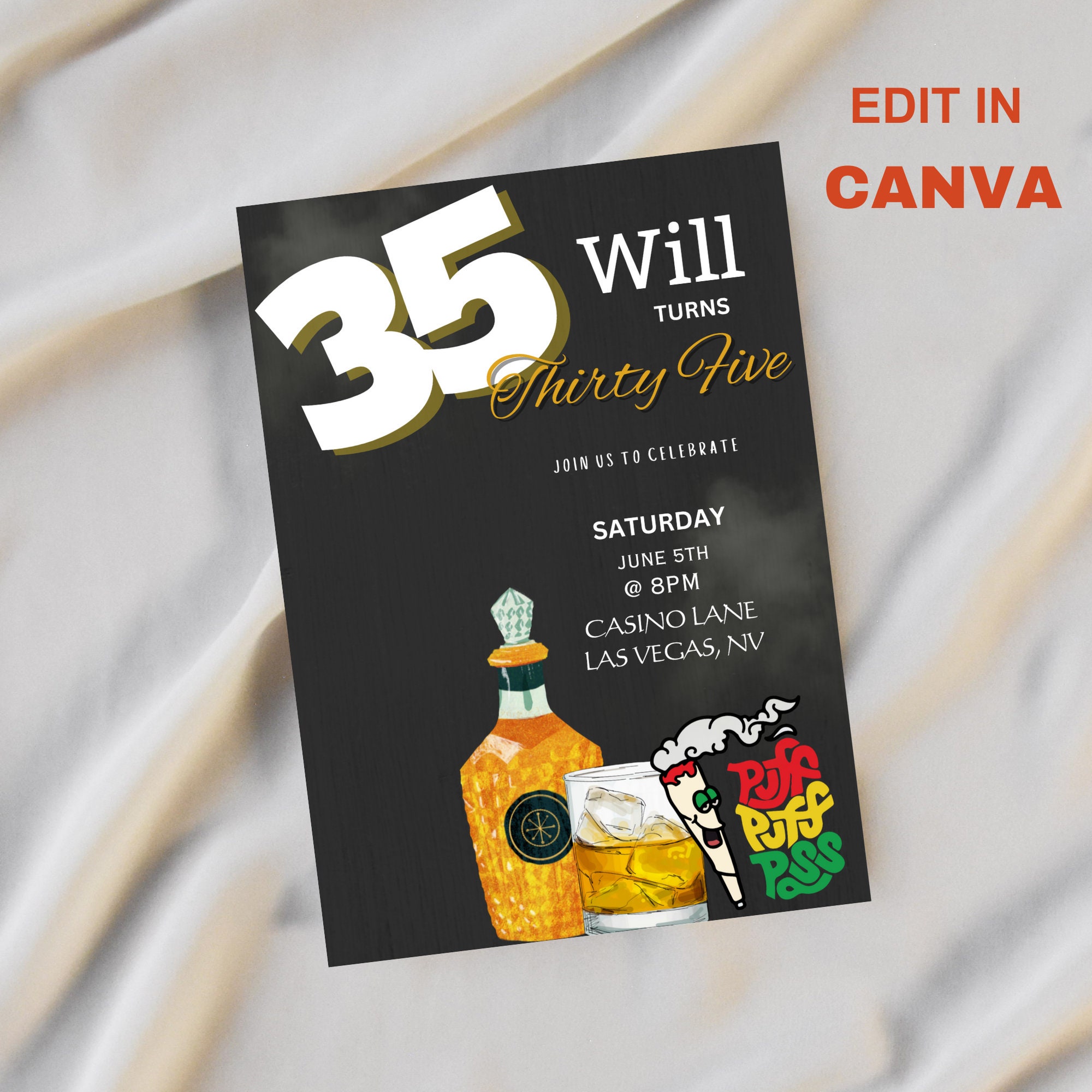 Adult Birthday Invitation, Weed Birthday Invitation, Adult Birthday ...