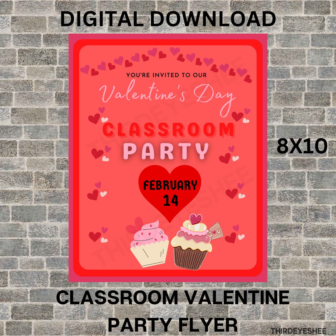 Valentine's Day Classroom Sign, Happy Valentine Day, Classroom Party ...
