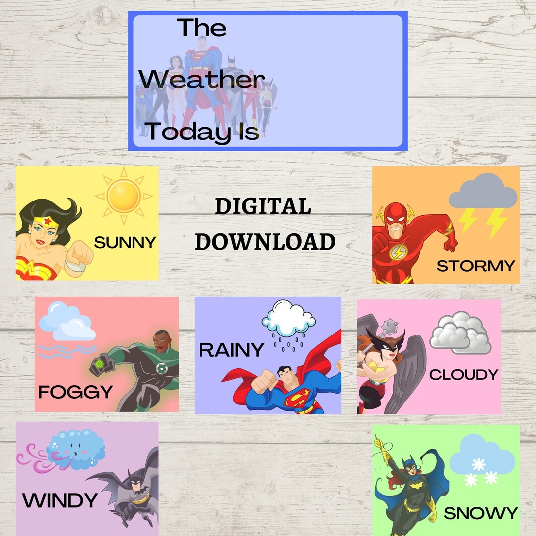 Classroom Decor, Wall Art, Classroom Bulletin Board, Superhero Weather ...
