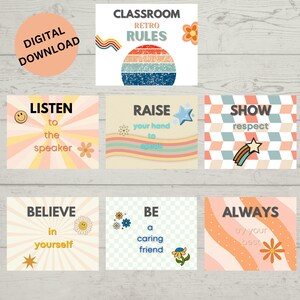 Retro Classroom Rules, Retro Theme, Classroom Bulletin Board, Classroom ...