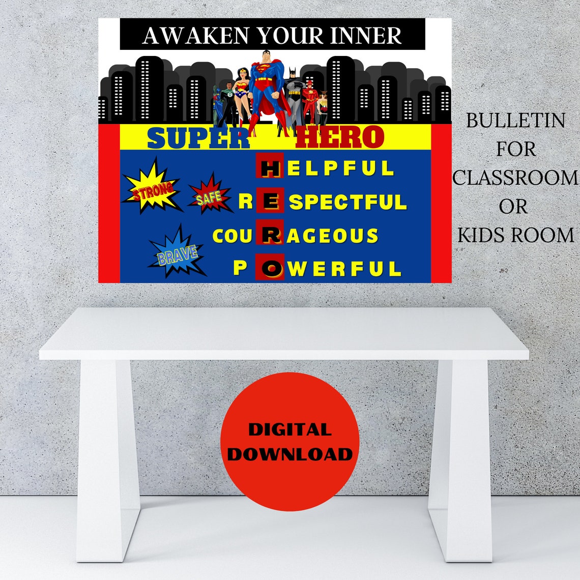 Superhero Classroom Bulletin, Superhero Poster, Classroom Wall Art ...