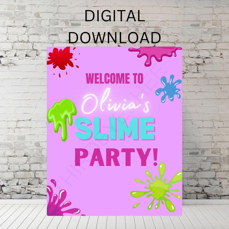 Slime Welcome Sign, Welcome Birthday Sign, Birthday Party, Slime Theme ...