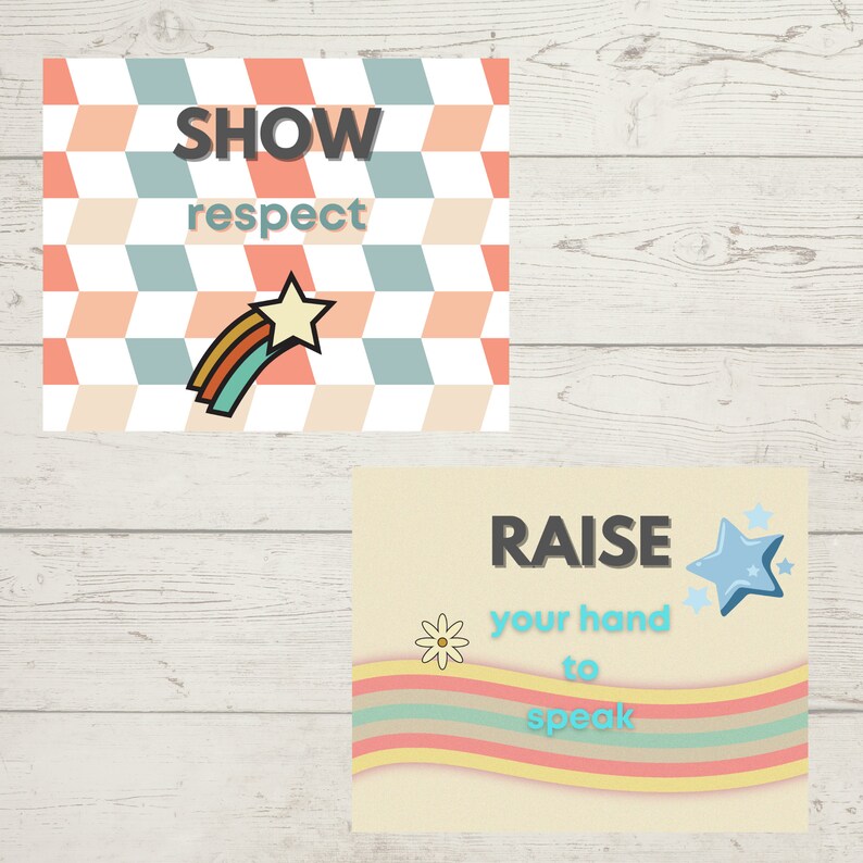 Retro Classroom Rules, Retro Theme, Classroom Bulletin Board, Classroom ...