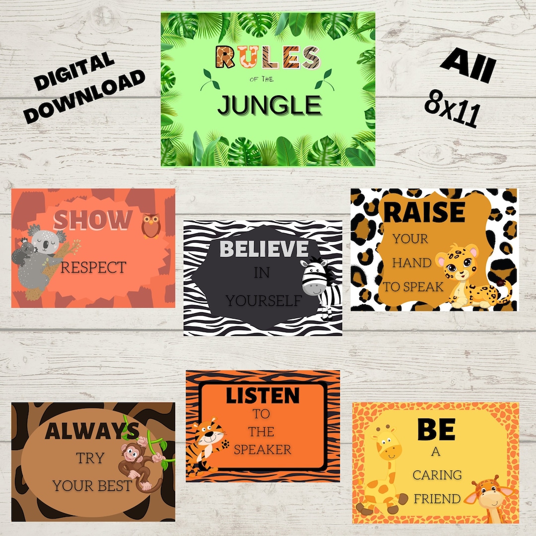 Classroom Decor, Jungle Posters, Safari Jungle, Jungle Rules, Classroom ...