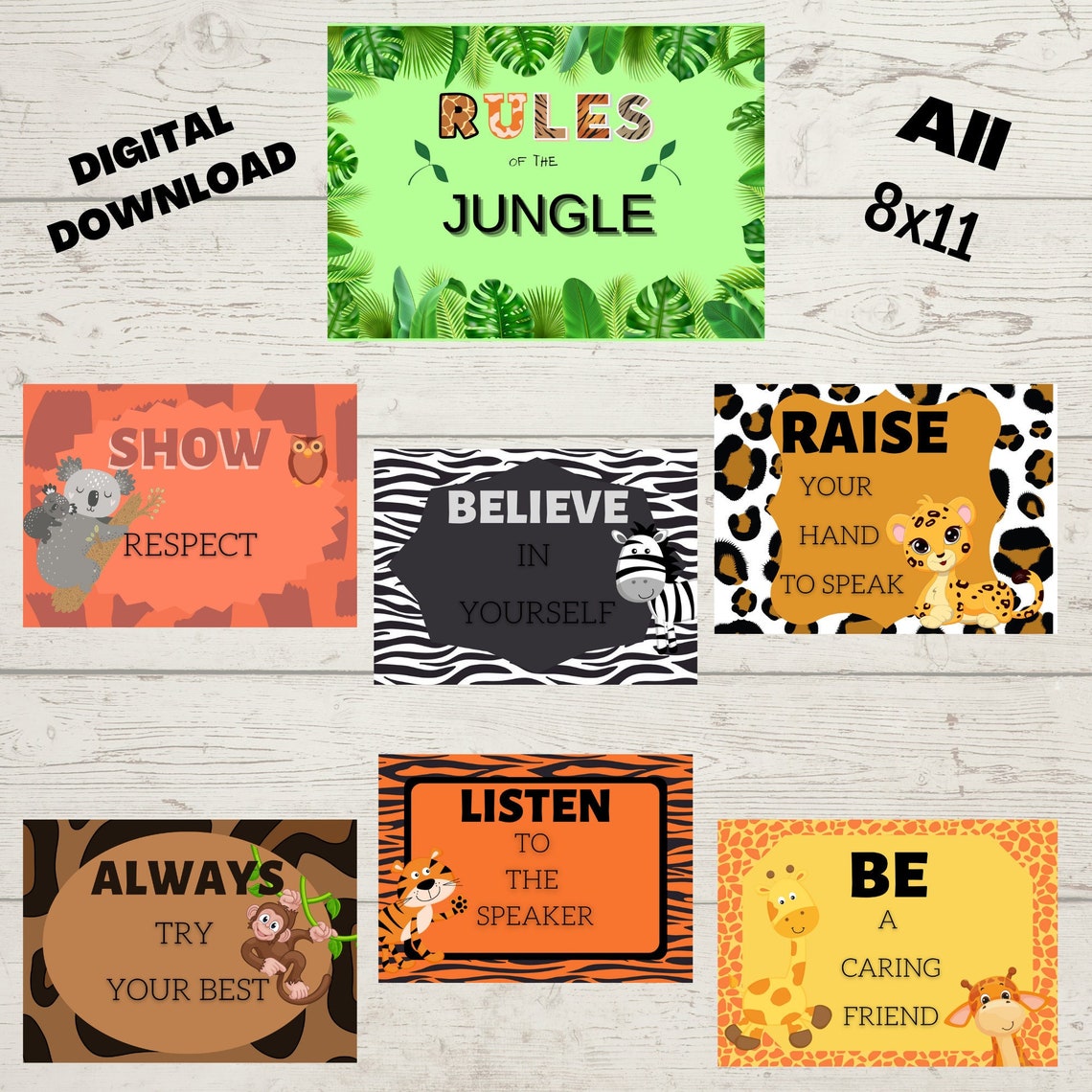 Classroom Decor, Jungle Posters, Safari Jungle, Jungle Rules, Classroom ...