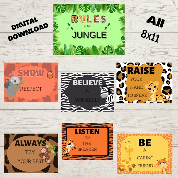 Classroom Decor Jungle Posters Safari Jungle Jungle Rules - Etsy