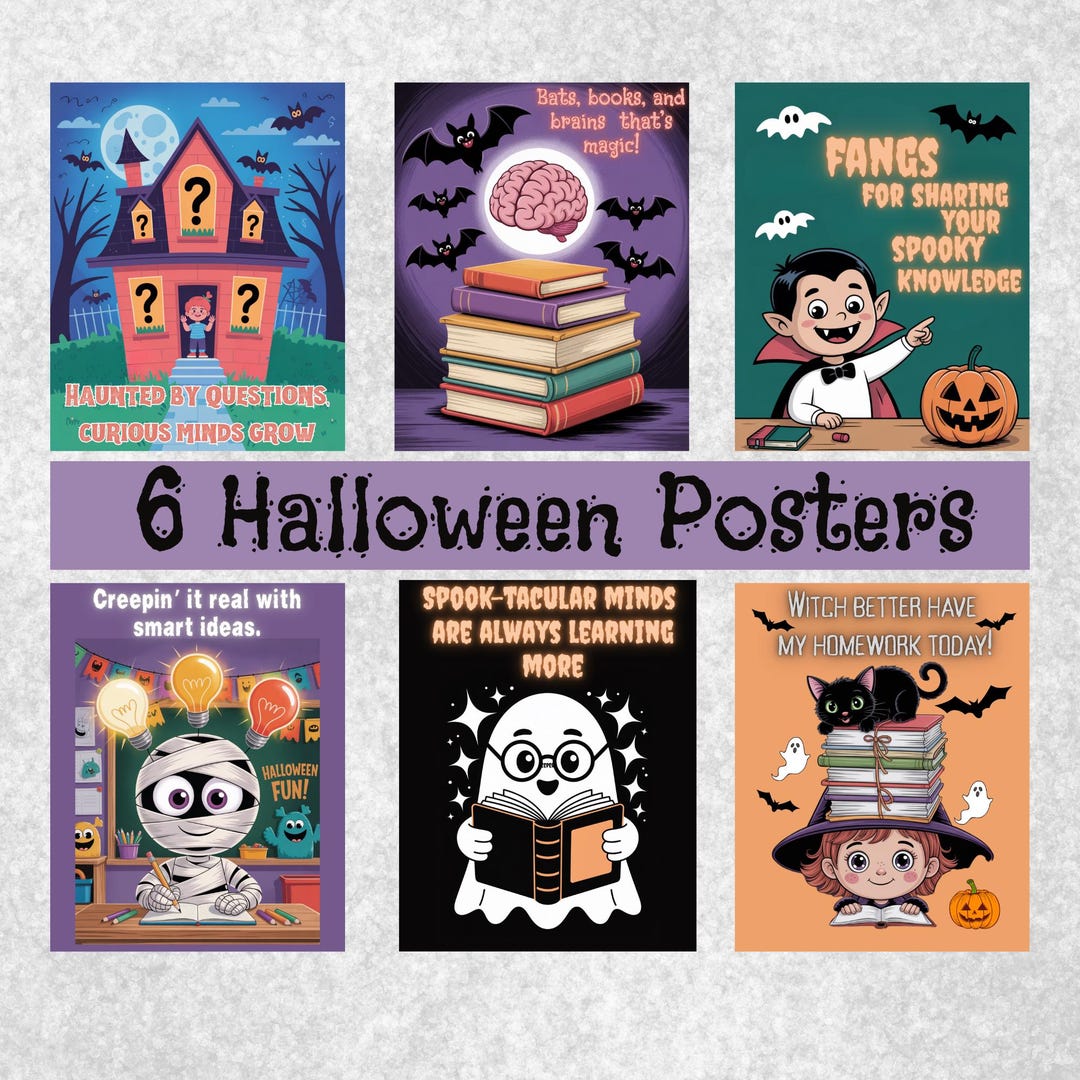Halloween Classroom Posters for Kids | 6 Educational Spooky Wall Prints ...