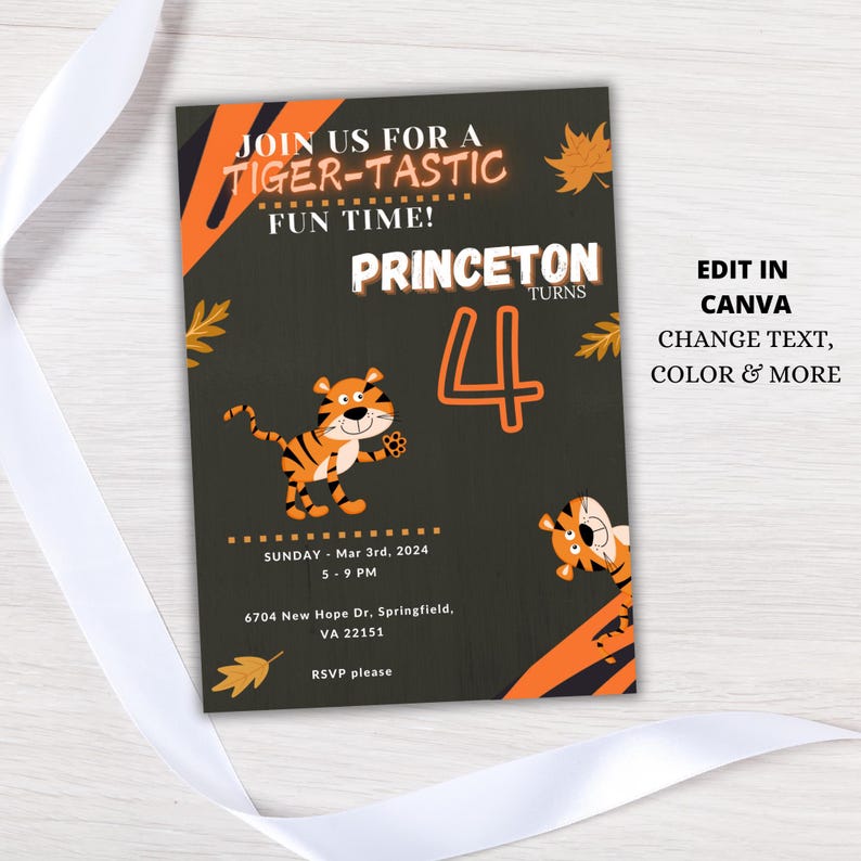 Tiger Birthday Invitation, Tiger Party, Birthday Invite, Boy Invitation ...