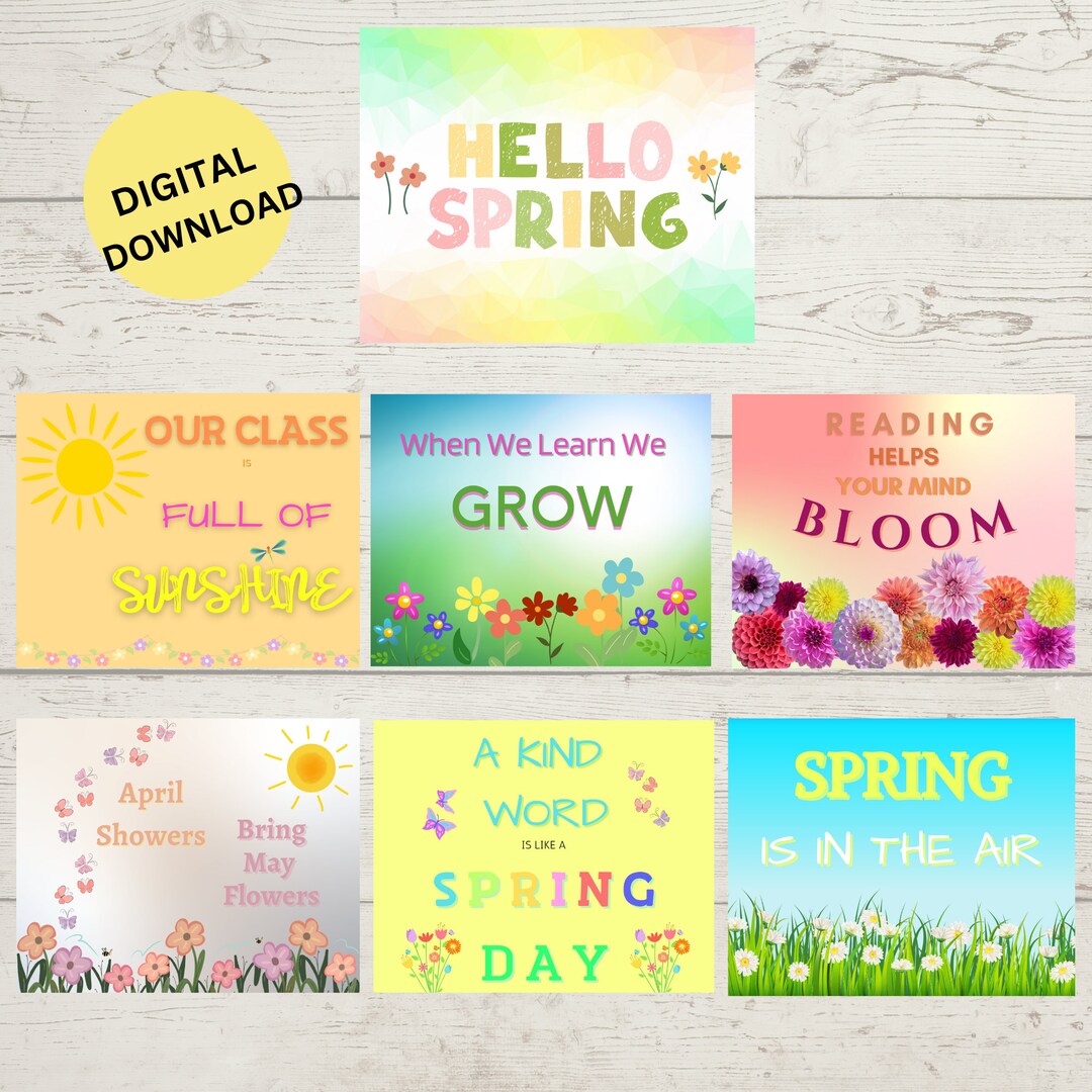 Spring Bulletin Board, Spring Classroom Decor, Classroom Poster Set ...