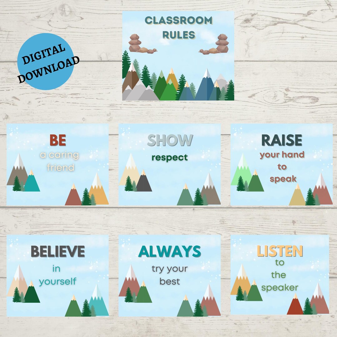 Mountain Classroom Rules, Mountain Bulletin Board, Mountain Classroom ...
