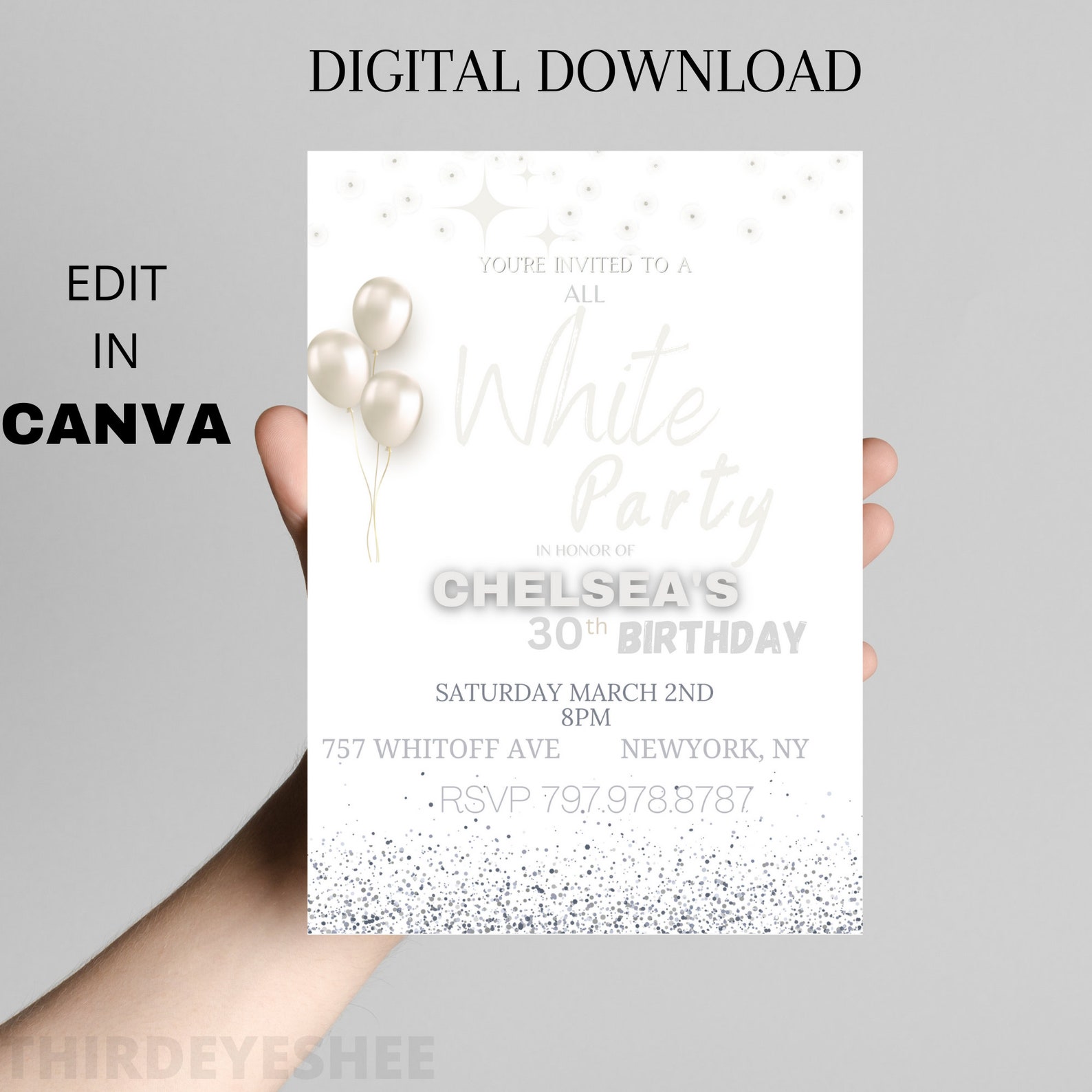 All White Party Invitation, All White Affair, Birthday Invitation ...