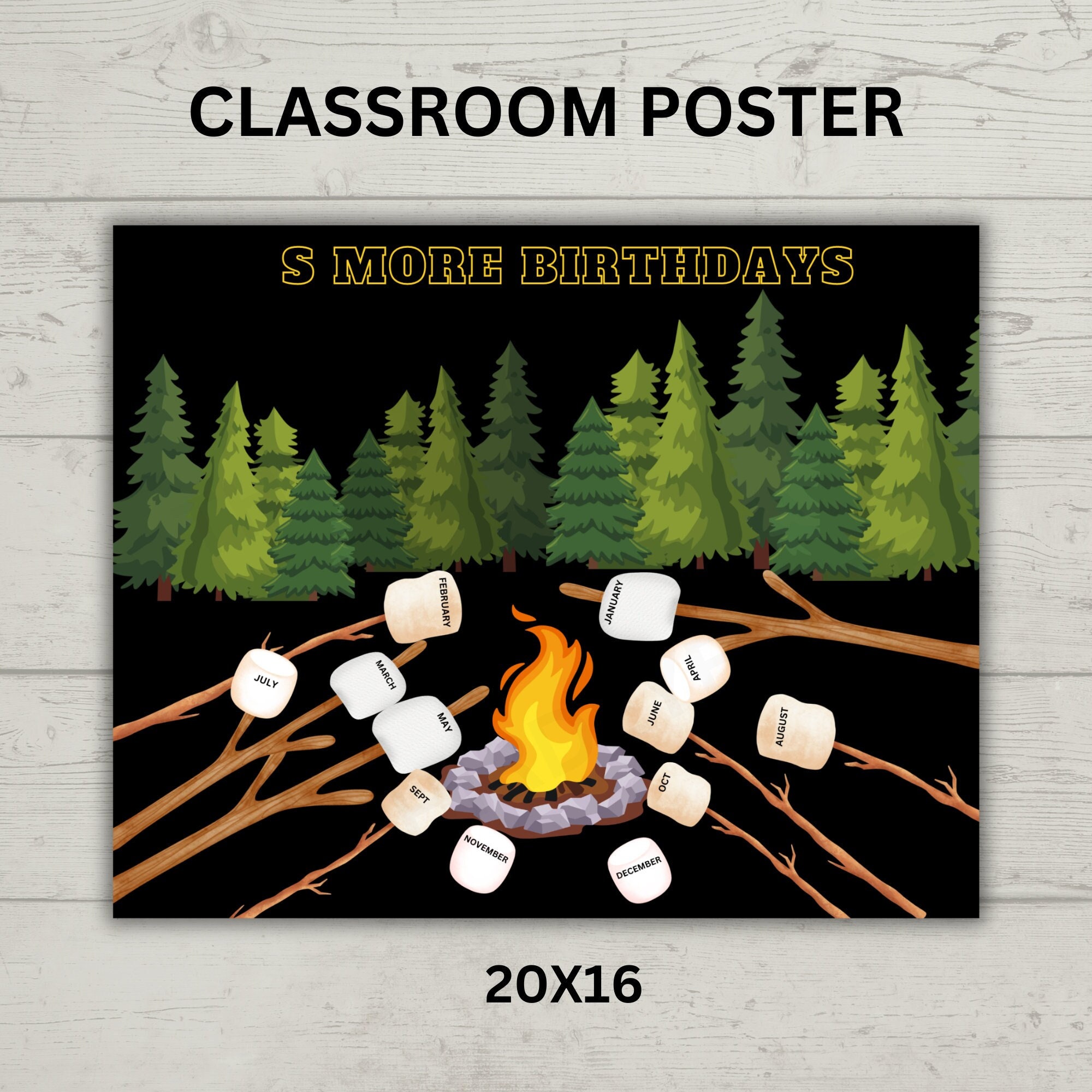 Camp Classroom Poster, Bulletin Board, Birthday Poster, Camping Theme ...
