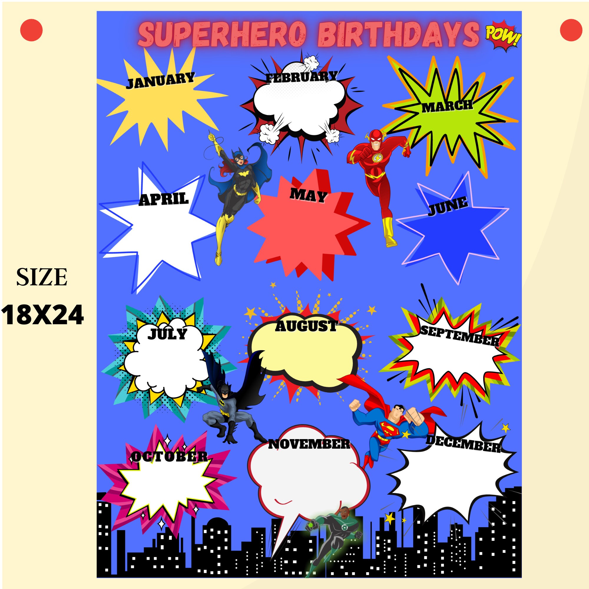 Classroom Bulletin, Superhero Birthday Poster, Classroom Decor ...