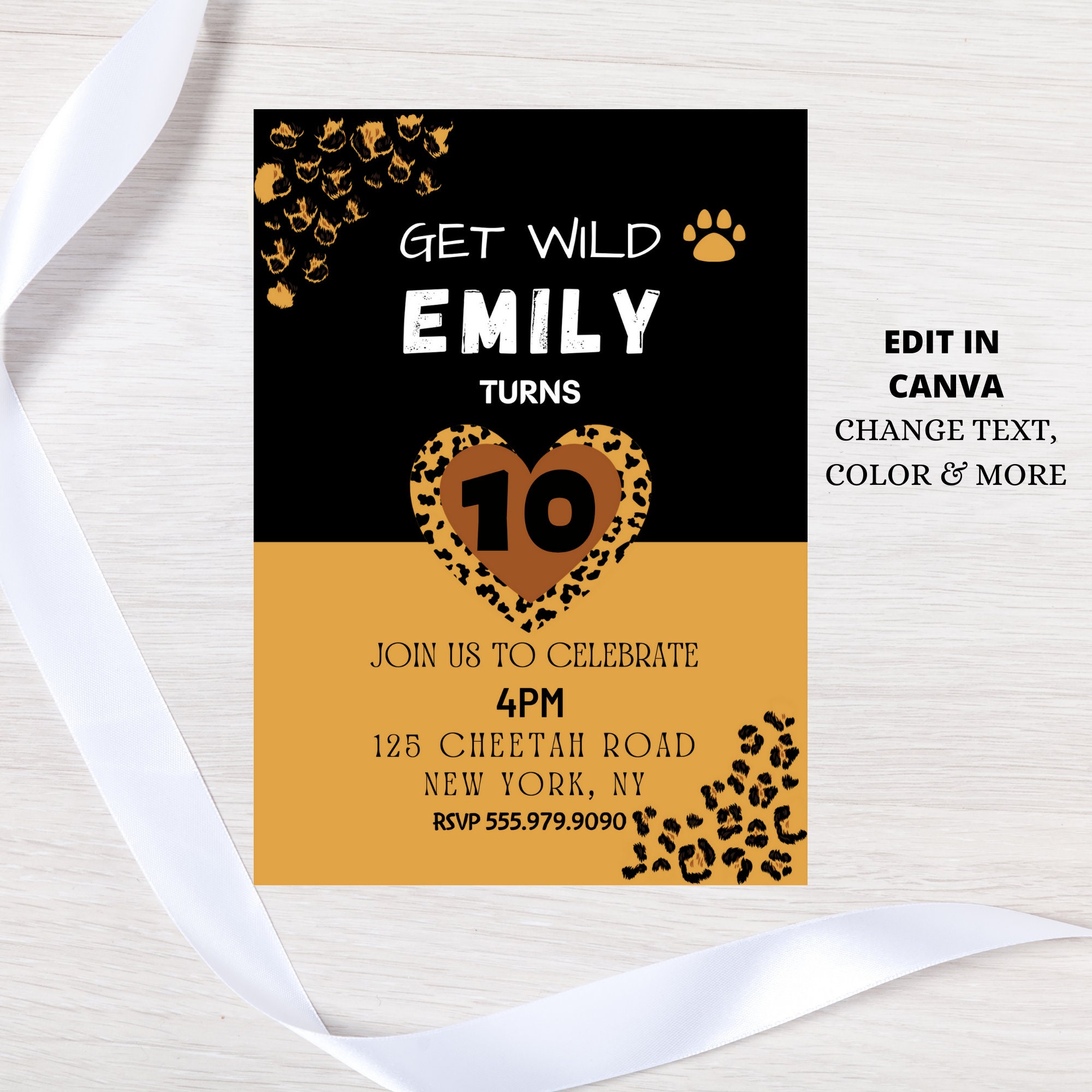 Editable Cheetah Birthday Invitation, Cheetah Birthday Party, Cheetah ...