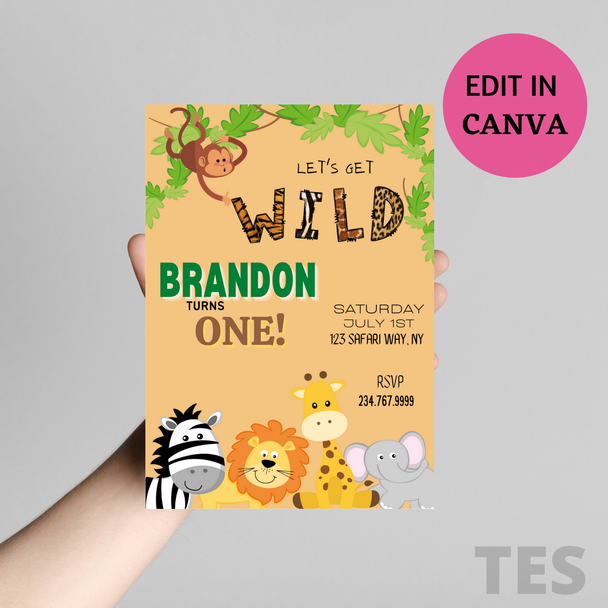 Let's Get Wild Invitation, Safari Birthday Invitation, Safari Theme ...