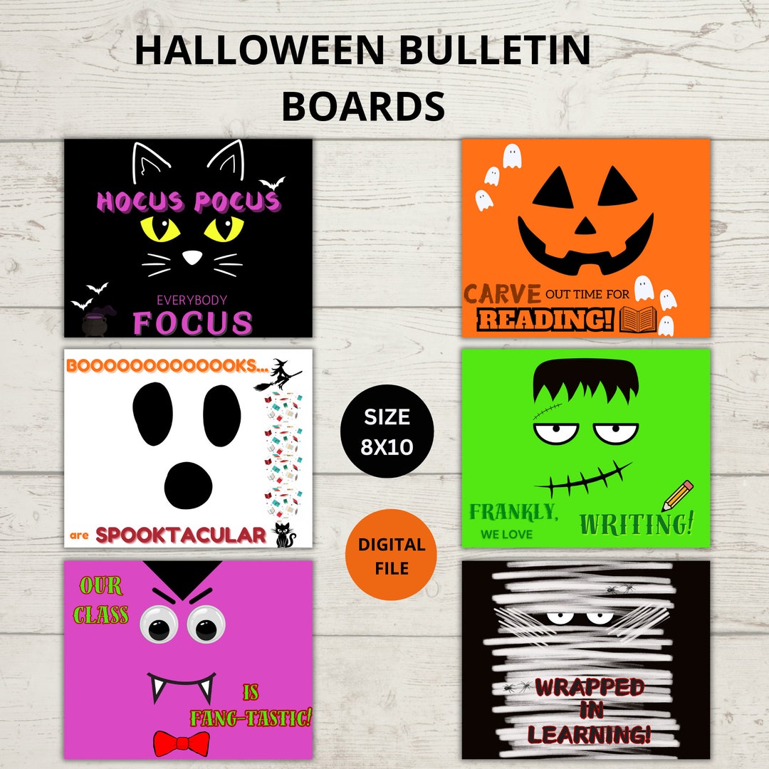 Halloween Bulletin Board Poster Set of 6 | Spooky Classroom Wall Decor ...