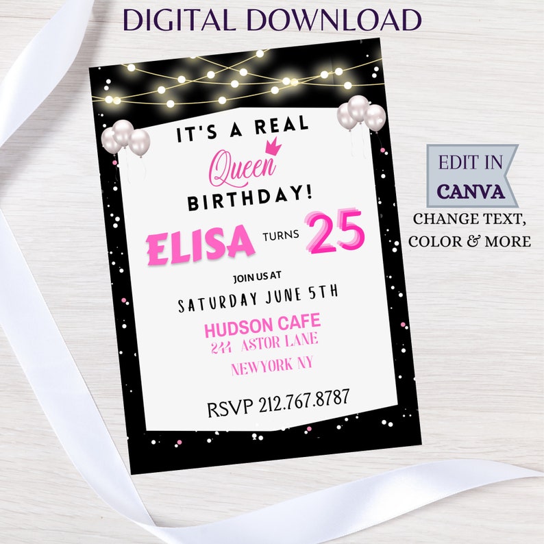 Queen Birthday Invitation, Queen Birthday Theme, Queen Party, Digital ...