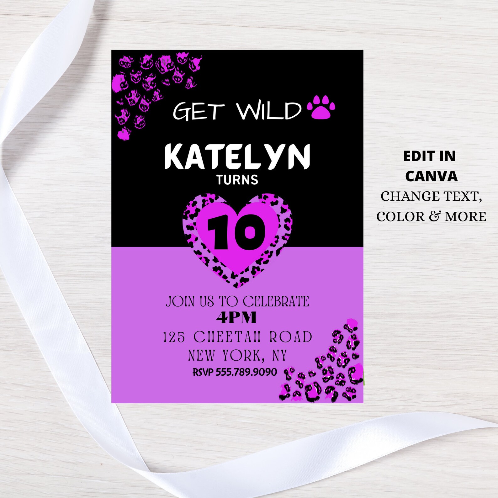 Editable Cheetah Birthday Invitation, Cheetah Party, Cheetah Birthday ...