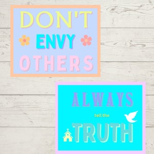 10 Commandments for Kids, Christian Bulletin Board, Sunday School Decor ...