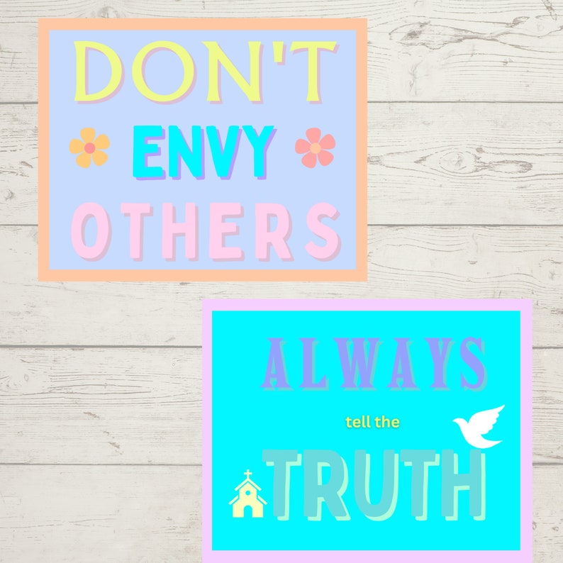 10 Commandments for Kids, Christian Bulletin Board, Sunday School Decor ...