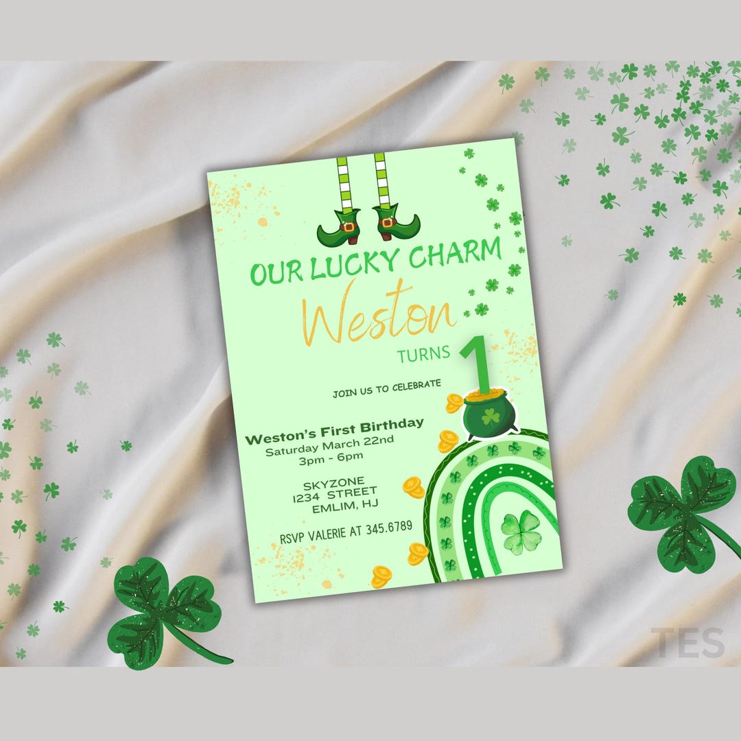 Our Lucky Charm Birthday Invitation, St. Patrick's Day, First Birthday ...