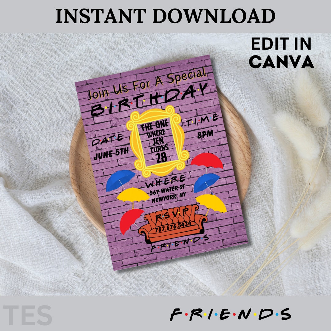 Friends Birthday Invitation, Friends Birthday Party, Friends TV Show ...