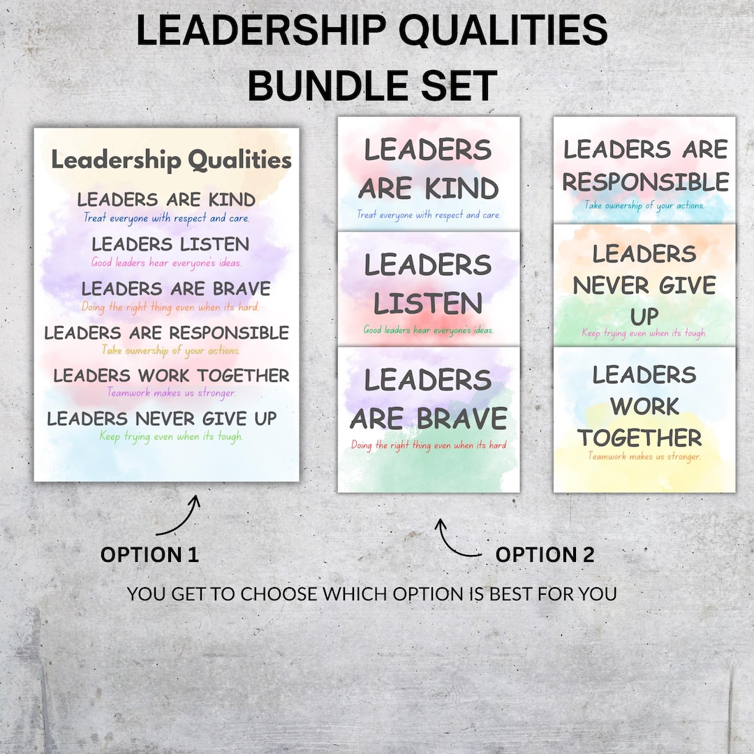 Leadership Qualities Posters for Kids | Classroom Growth Mindset Wall ...