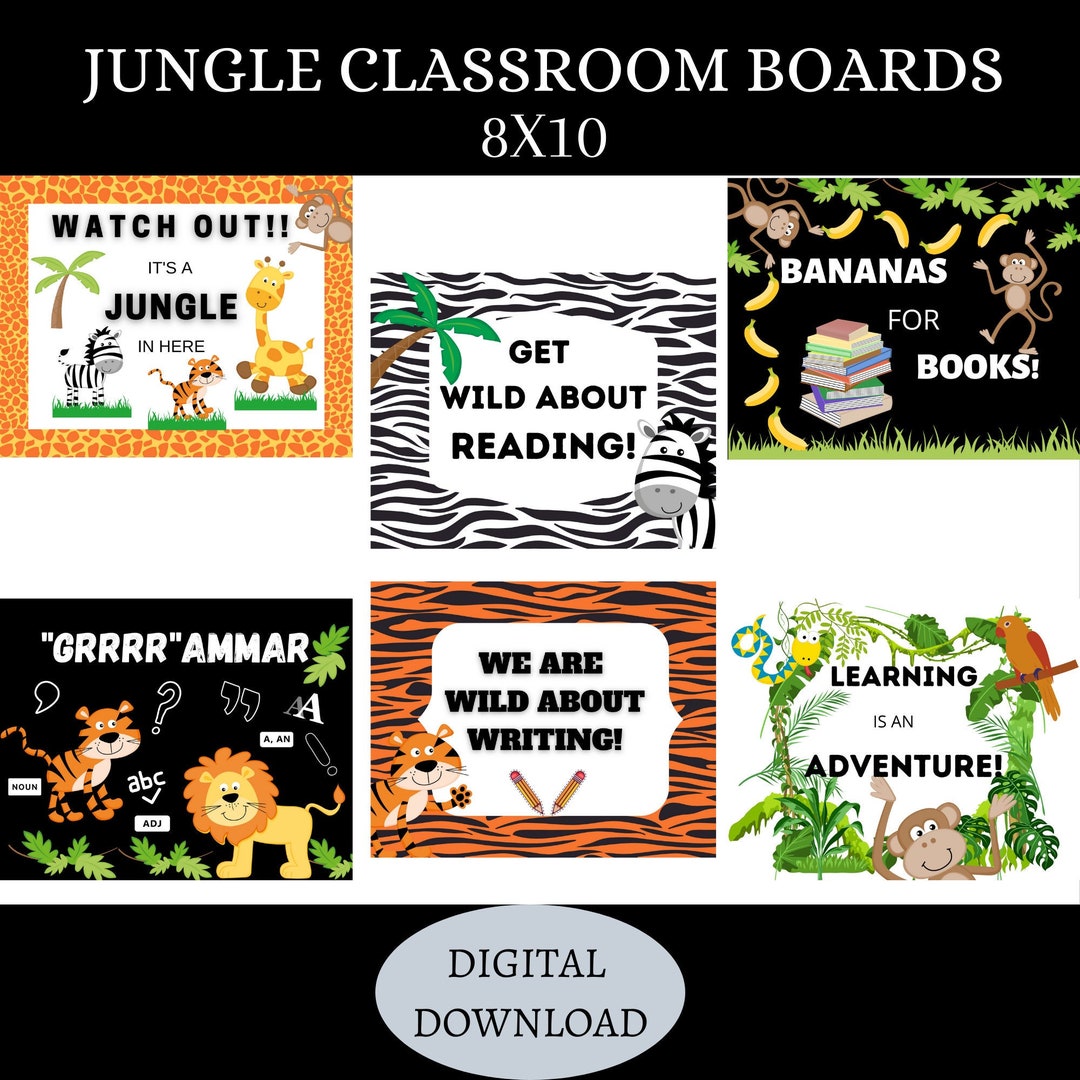 Printable Classroom Decor, Animal Print, Jungle Classroom Theme, Jungle ...
