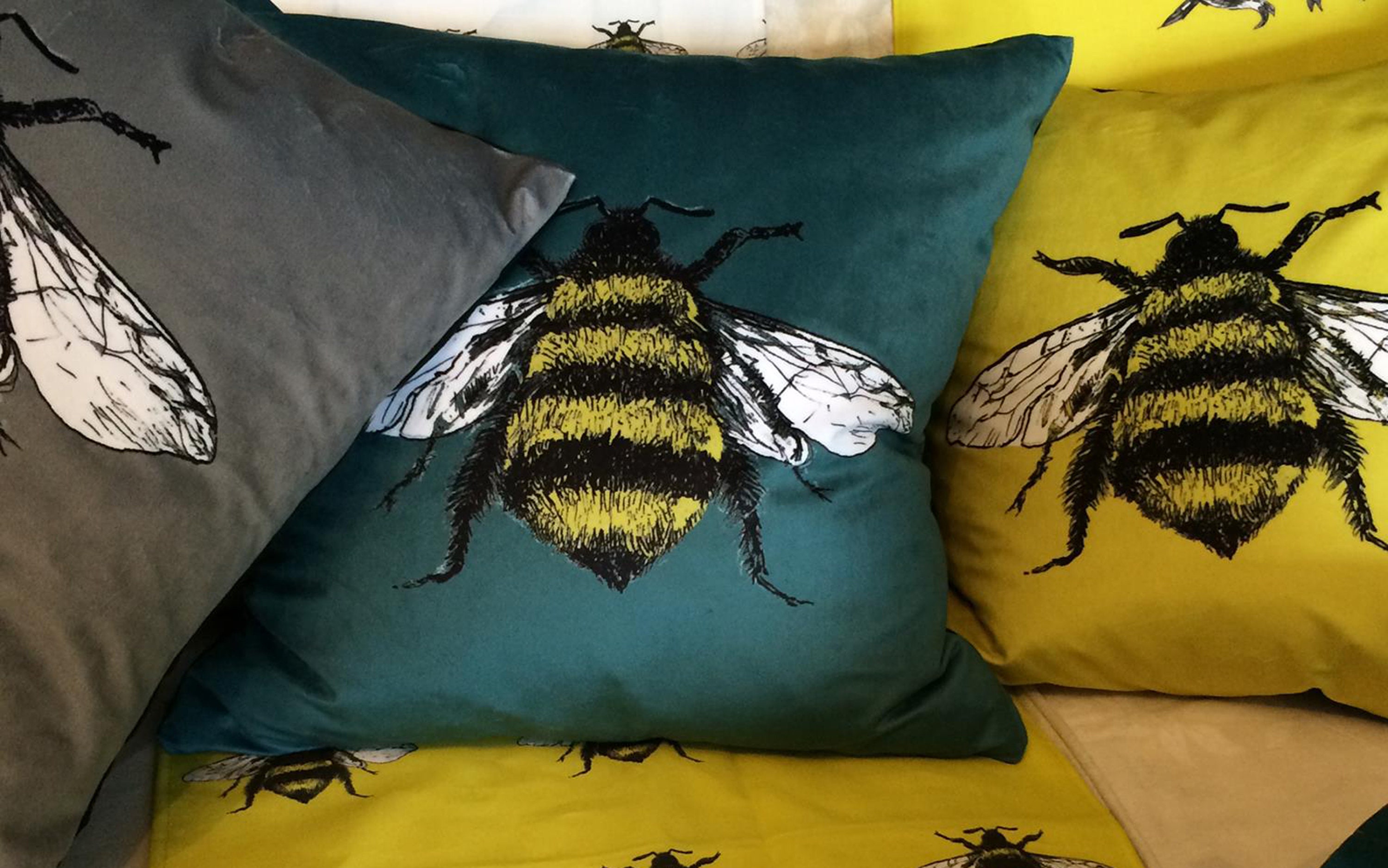 Beautiful Bee Cushion Cover Handmade in This Tangerine Orange Cotton or ...