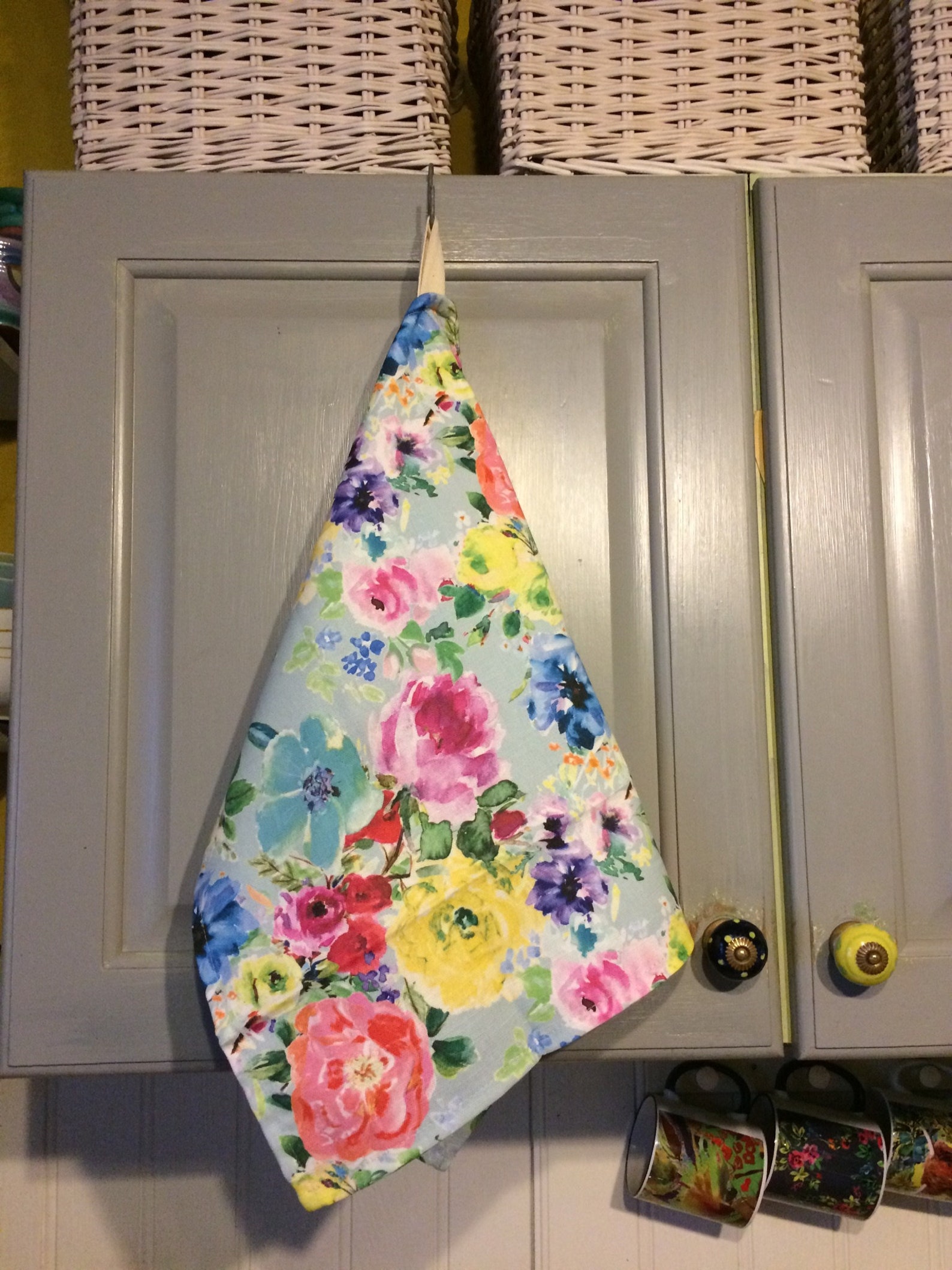 Floral Linen union tea towel tray cloth perfect gift country | Etsy