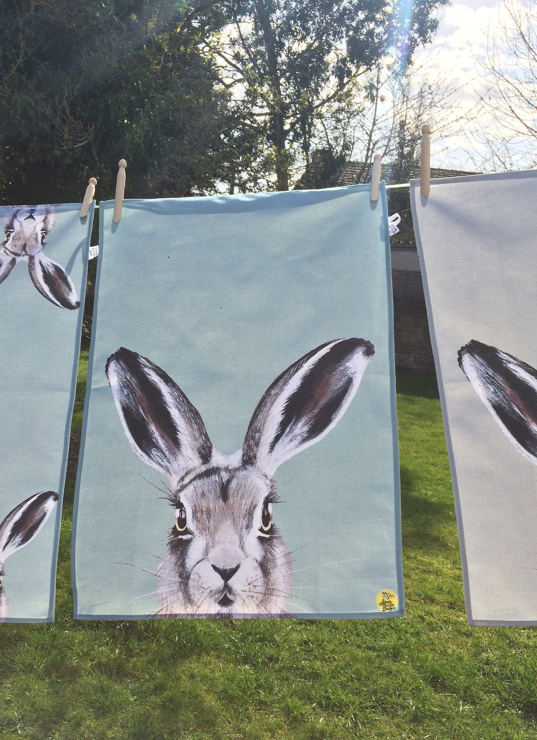 Super Hare tea towels linen mix stiffkey blue country | Etsy