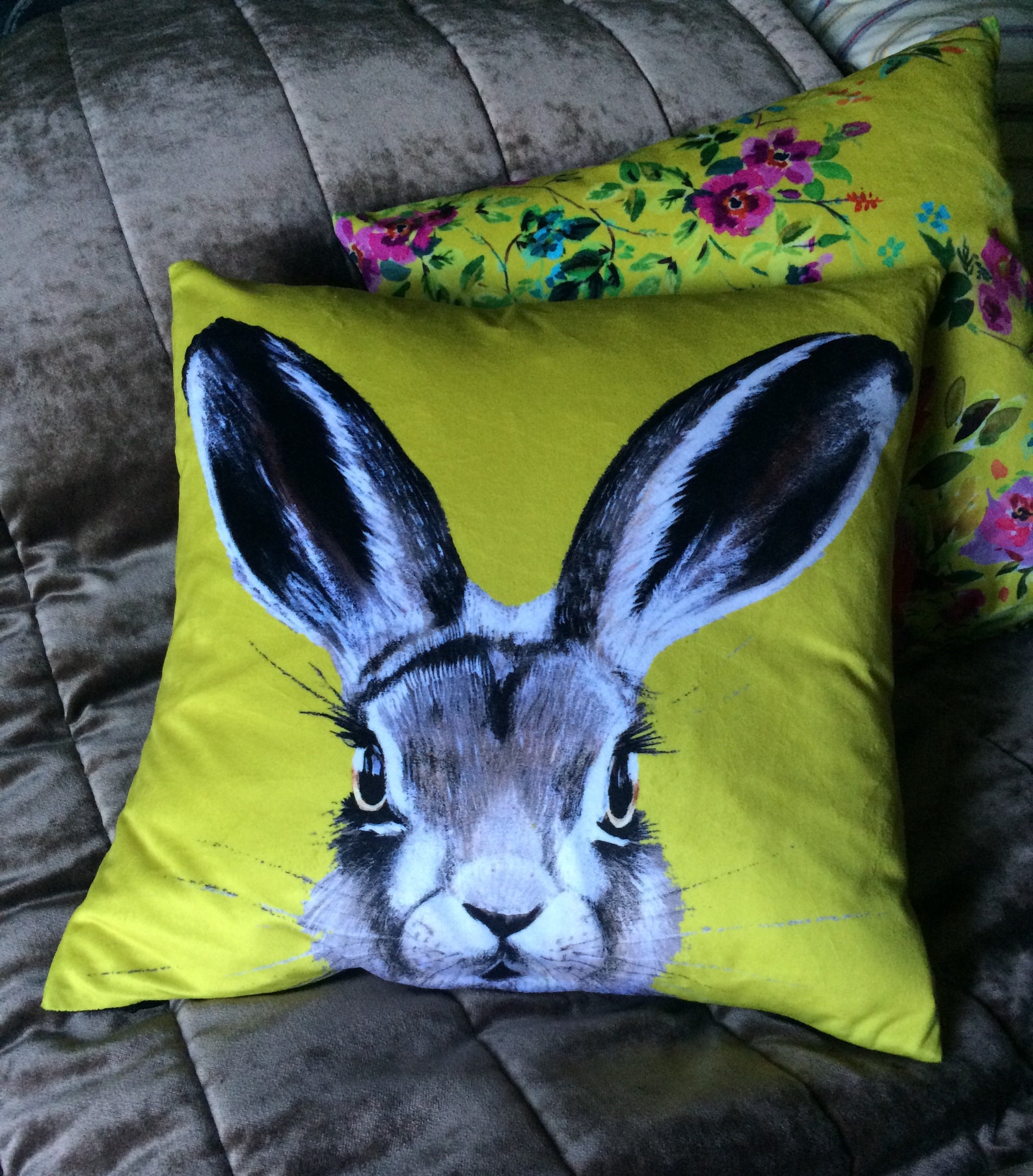 Handmade Hare Cushion Cover in Canary Yellow Velvet Add a Pop - Etsy
