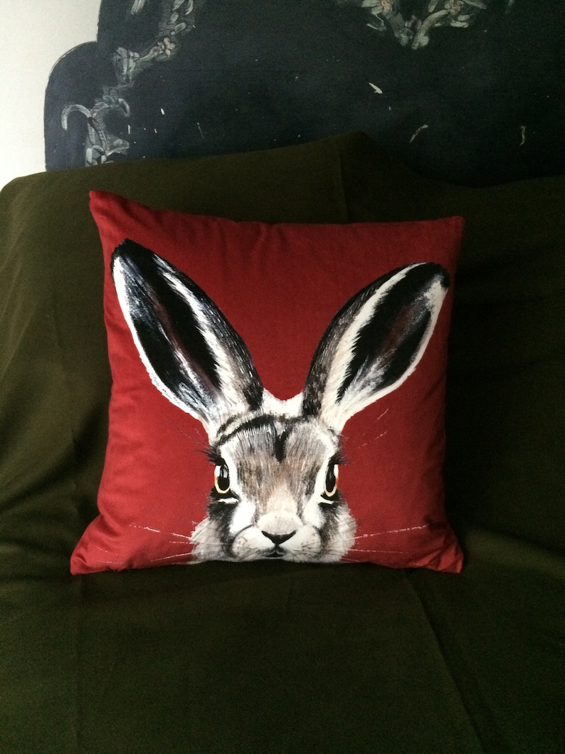Velvet Hare Cushion Cover Rabbit Stag Handmade Country - Etsy UK