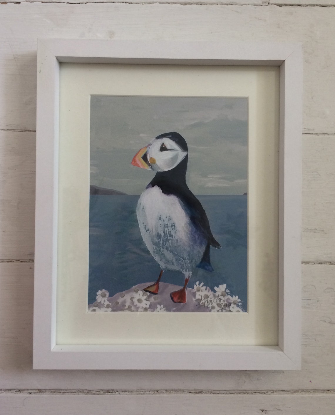 Puffin Print Signed Available Framed FAST POST Charming British Seabird ...
