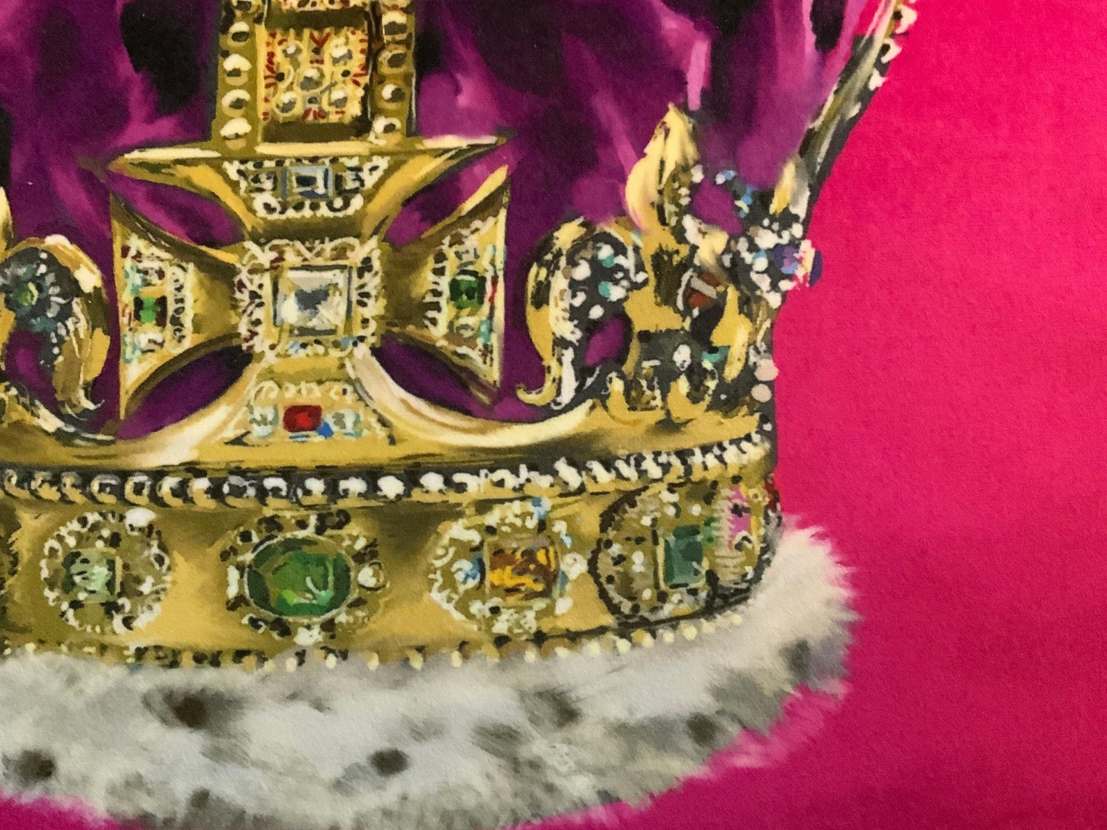 St Edwards Crown Art Print in Ermine Frame for King Charles - Etsy UK