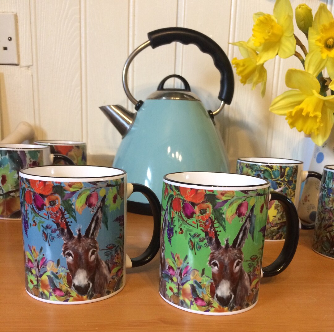 Donkey Mug Own Art Made in Uk Country Farmhouse Modern Vintage Cottage ...
