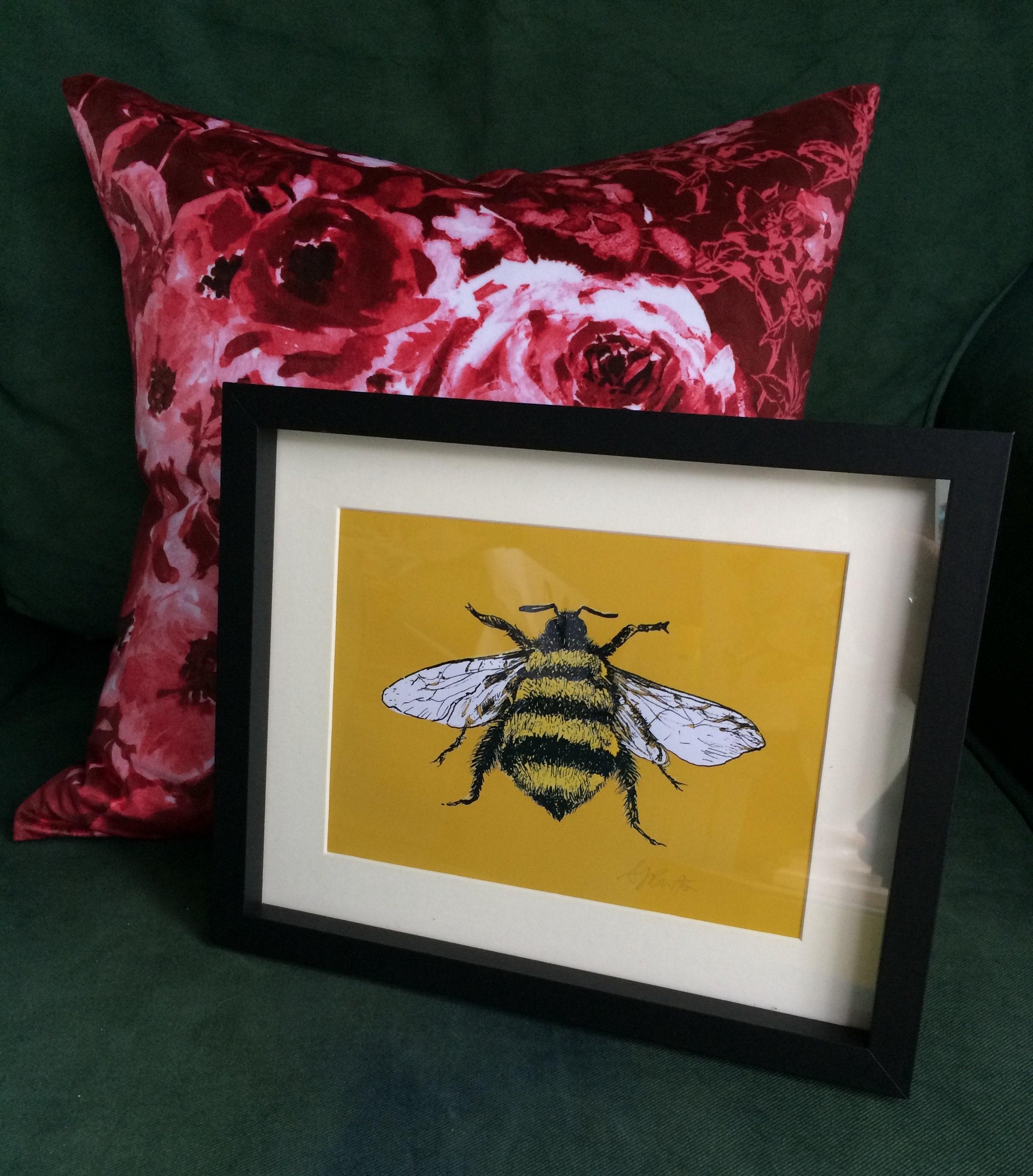 Bee Print From Pen and Ink Signed Various Colour Grounds - Etsy UK