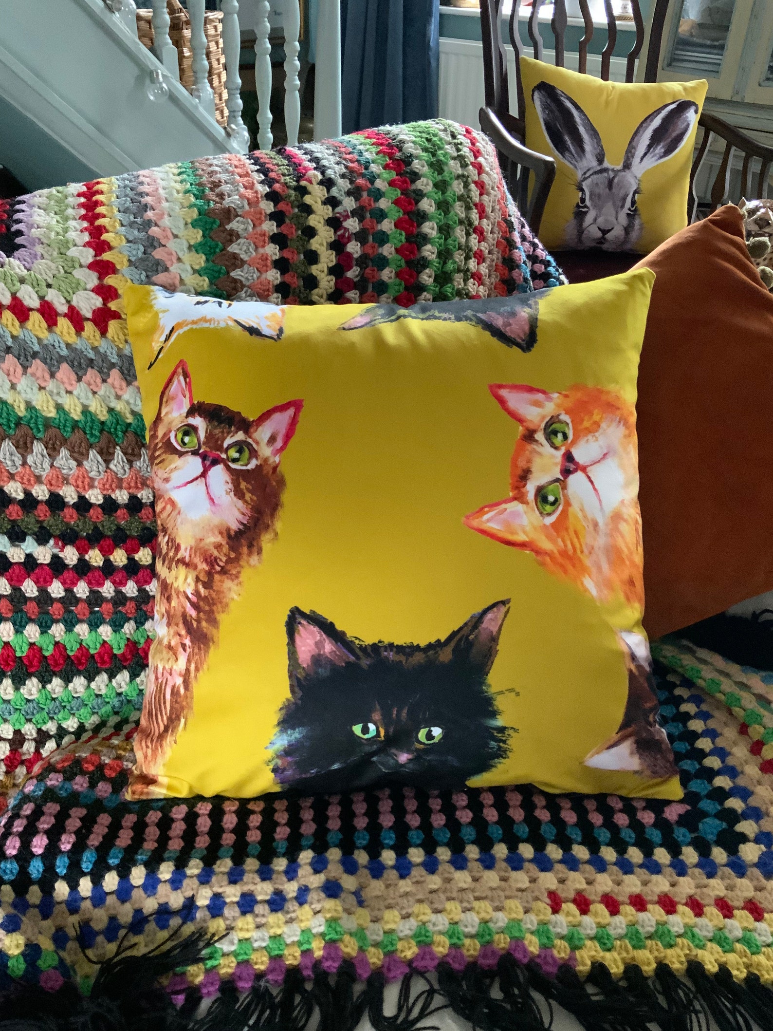 Best cats kittens cushion cover ever handmade art black white | Etsy