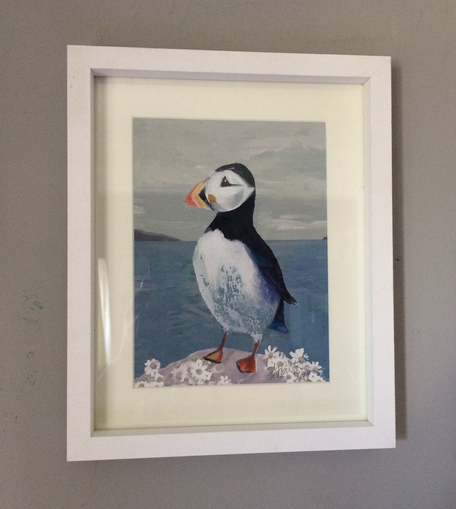 Puffin Print Signed Available Framed FAST POST Charming British Seabird ...