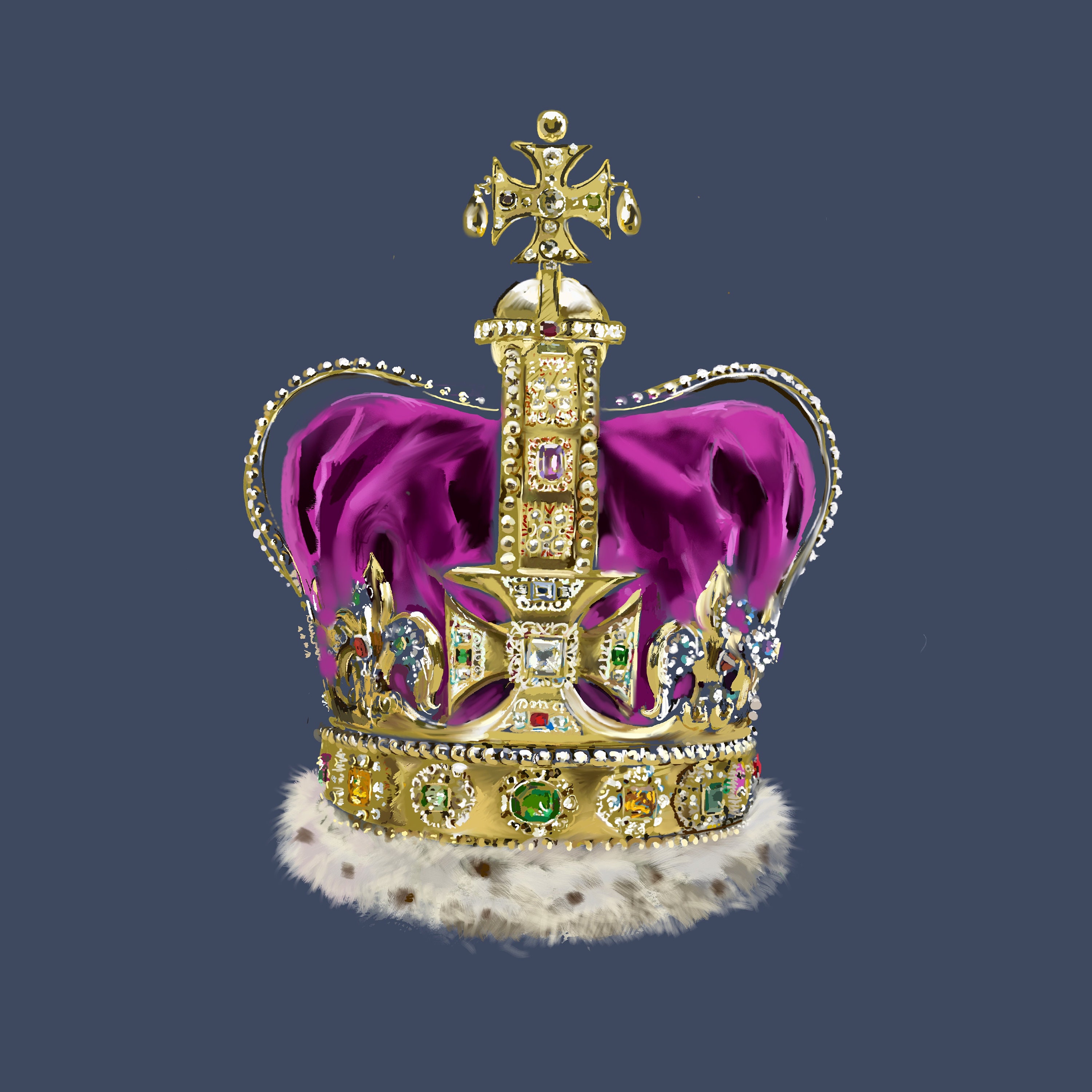 St Edwards Crown Art Print in Ermine Frame for King Charles - Etsy UK