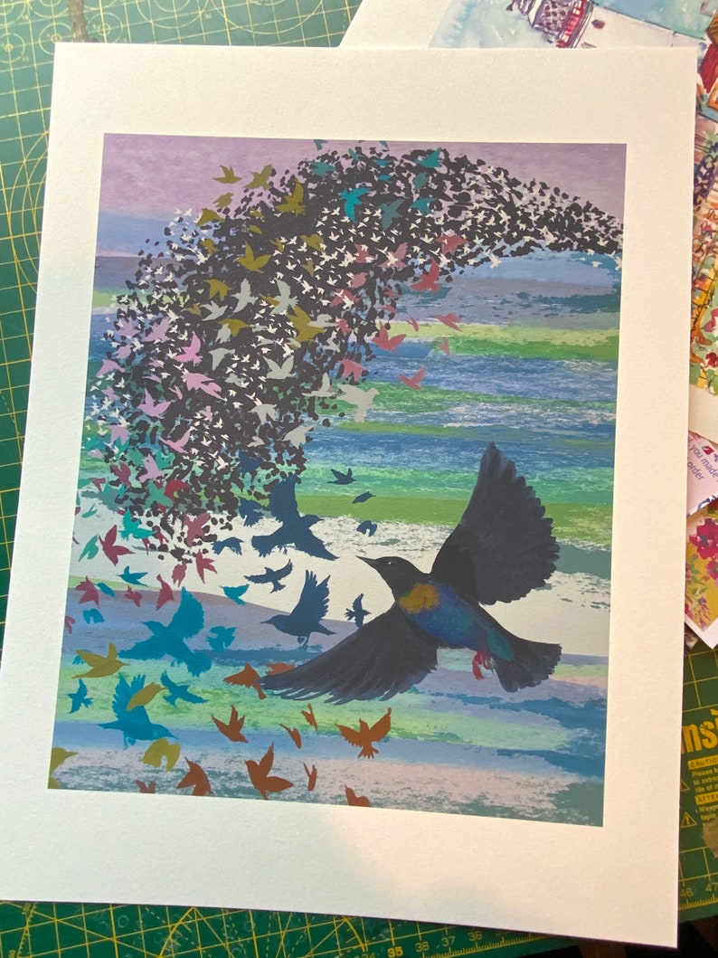 Starling Signed Art Bird Print /framed Murmuration Fast Post - Etsy