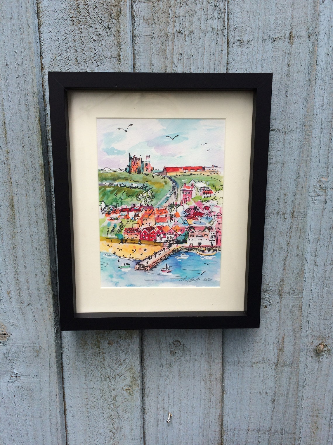 Whitby Print Signed Framed Holiday Resort Memory to Cheer | Etsy UK