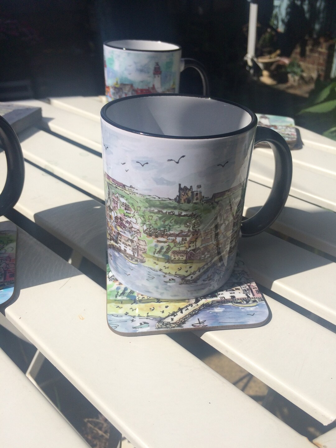 Whitby Mug Uk Coastal Art Yorkshire Coastal Seaside Country - Etsy