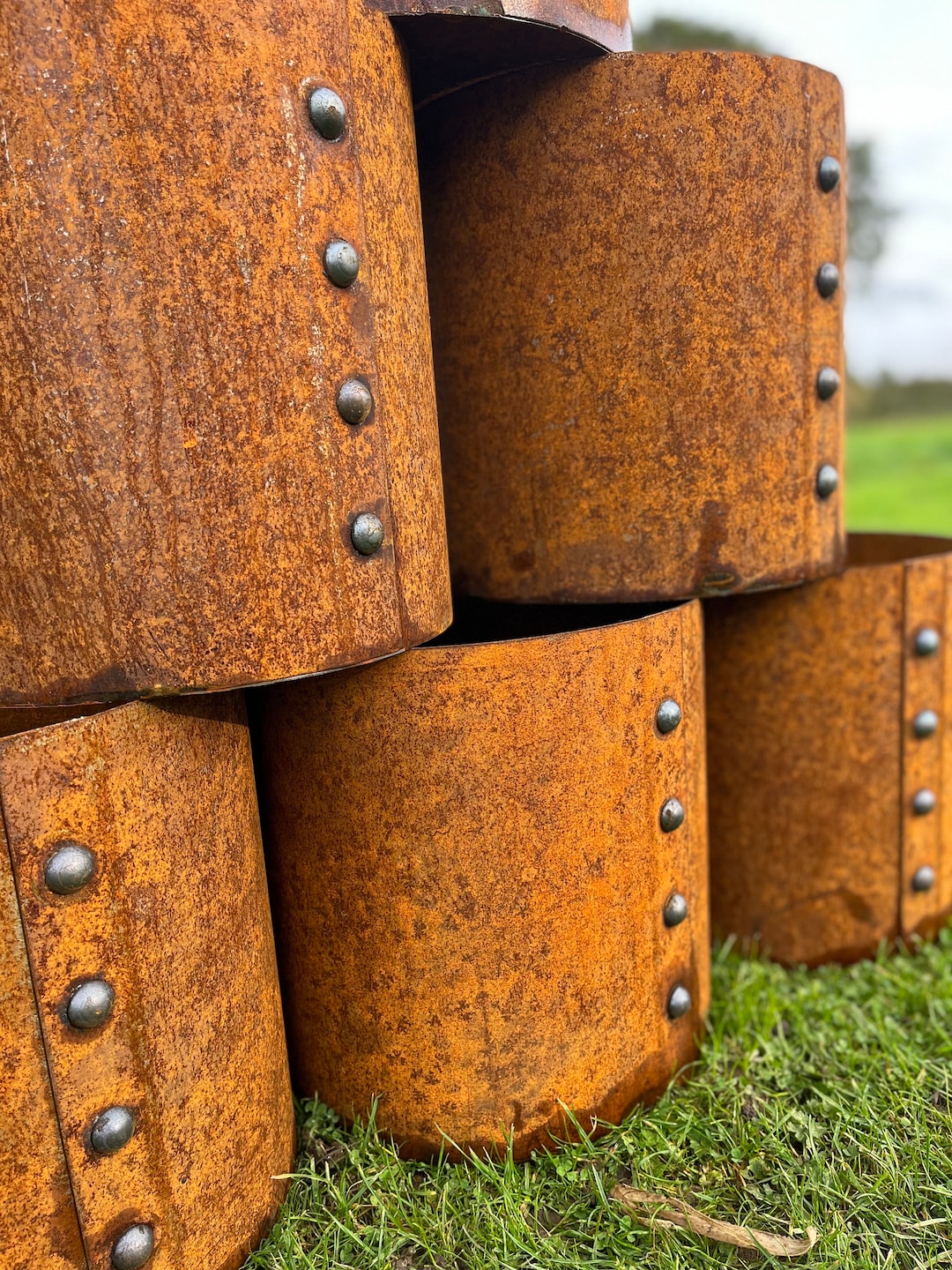 Reclaimed Railway Corten Steel Plant Pot With Solid Steel Rivets - Etsy UK