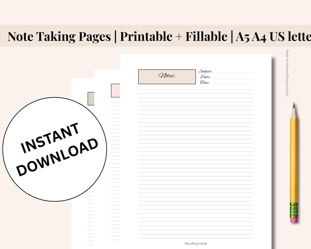 Printable Lined Note Pages Bundle | Minimalist Aesthetic PDF Notebook ...