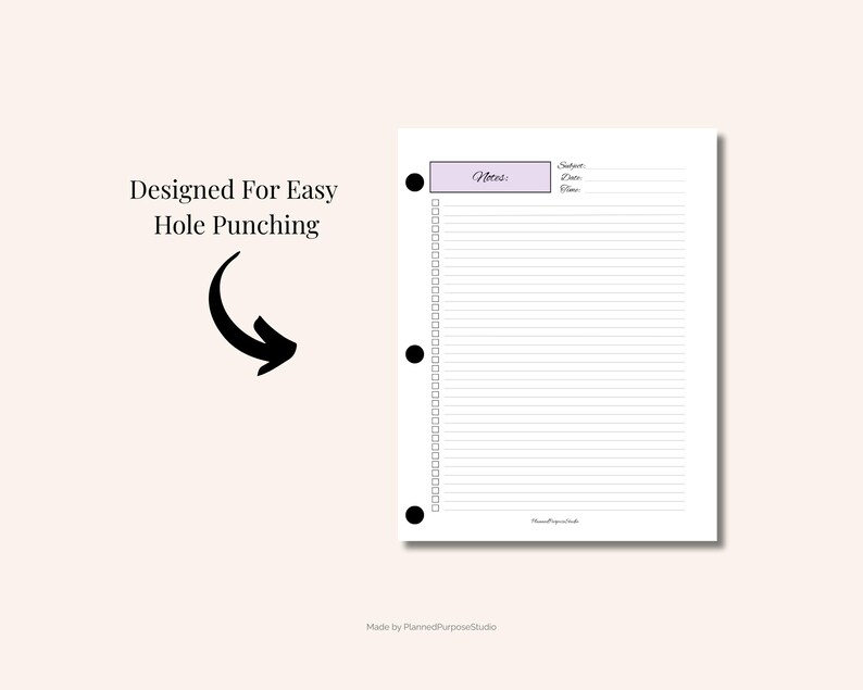 Checkbox Lined Page Printable | To-do List & Notes Digital Download ...