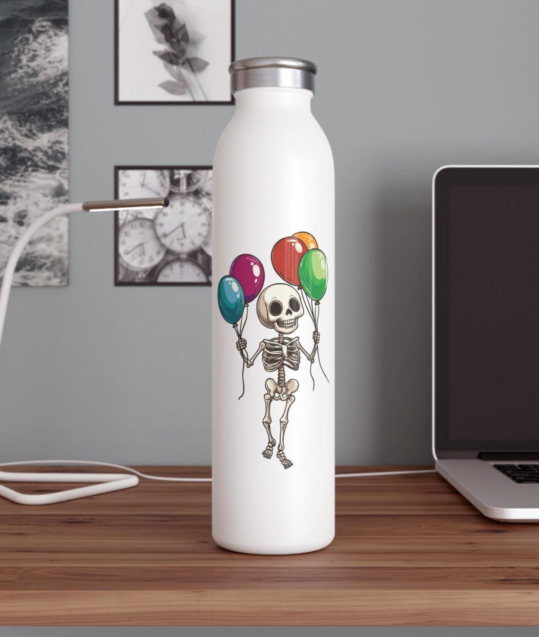 Skeleton Water Bottle: Colorful Balloons, Stainless Steel, Reusable - Etsy