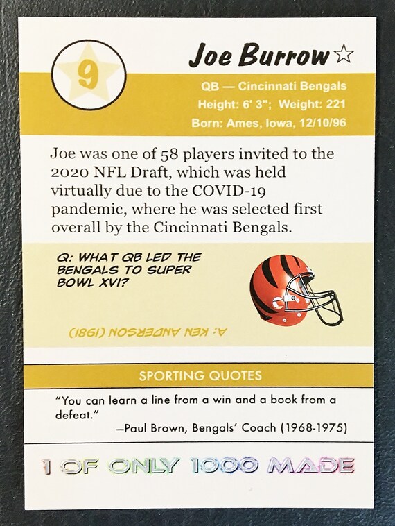 Sports Collectibles Collectibles 2020 Joe Burrow Prism Style Rookie ...